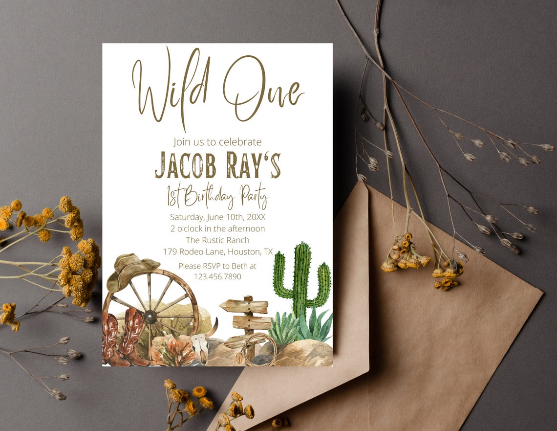 Wild One First Birthday Invitation Template Western 1st - Etsy
