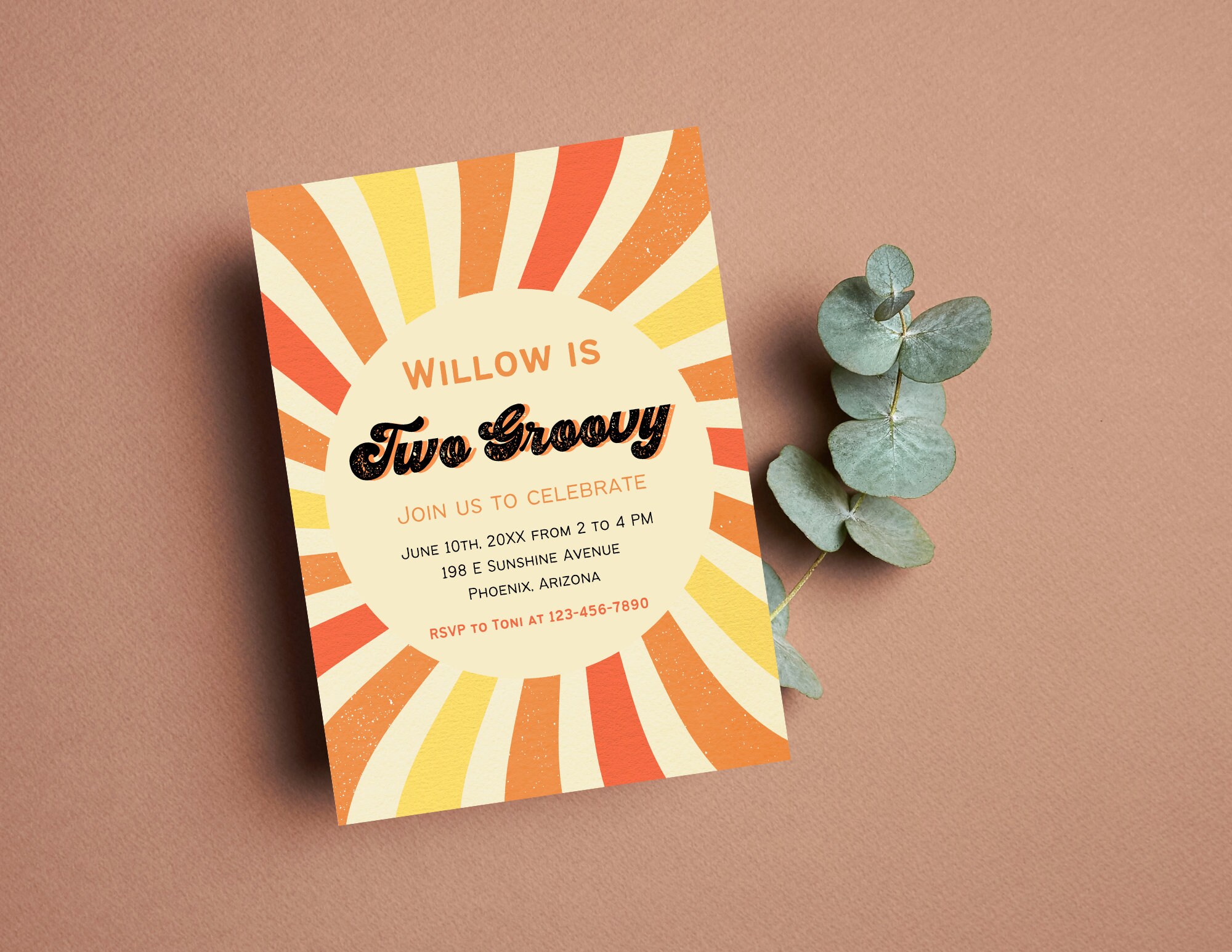 Two Groovy Birthday Invitation Template Gender Neutral Two Groovy ...