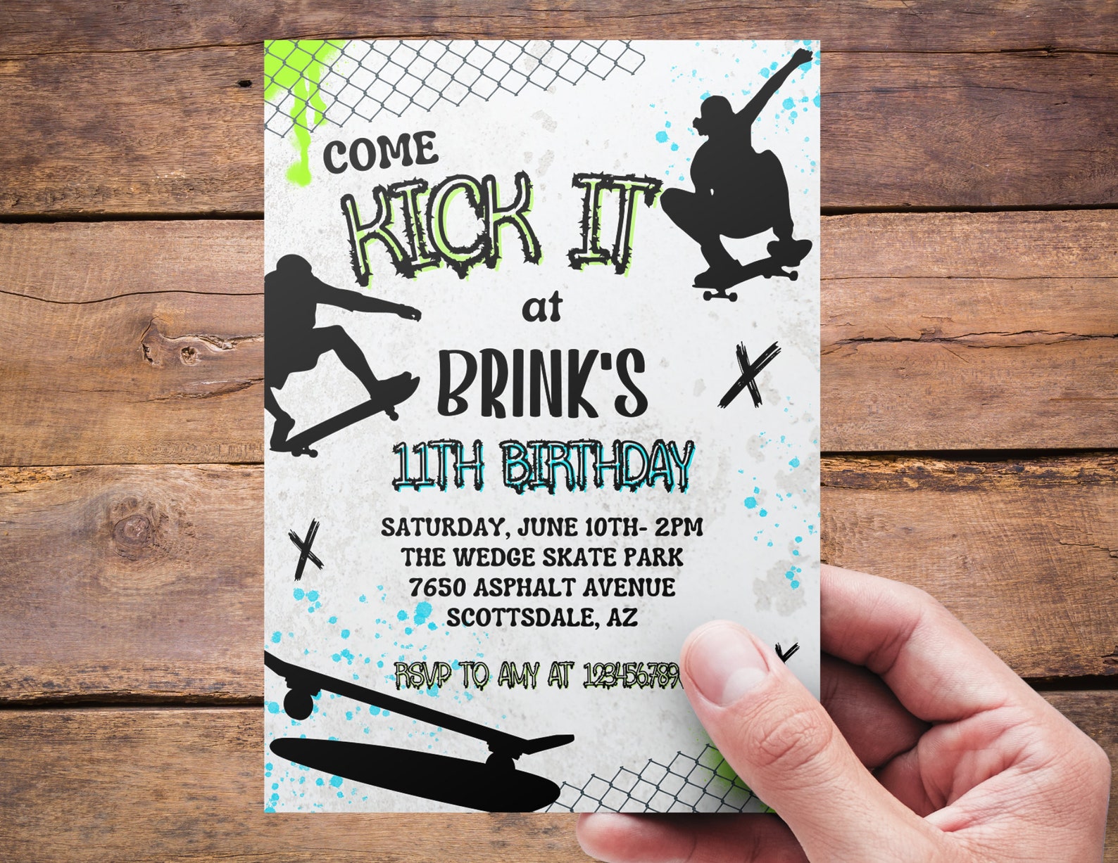 Skateboard Birthday Invitation | Skate Park Birthday Invitation ...