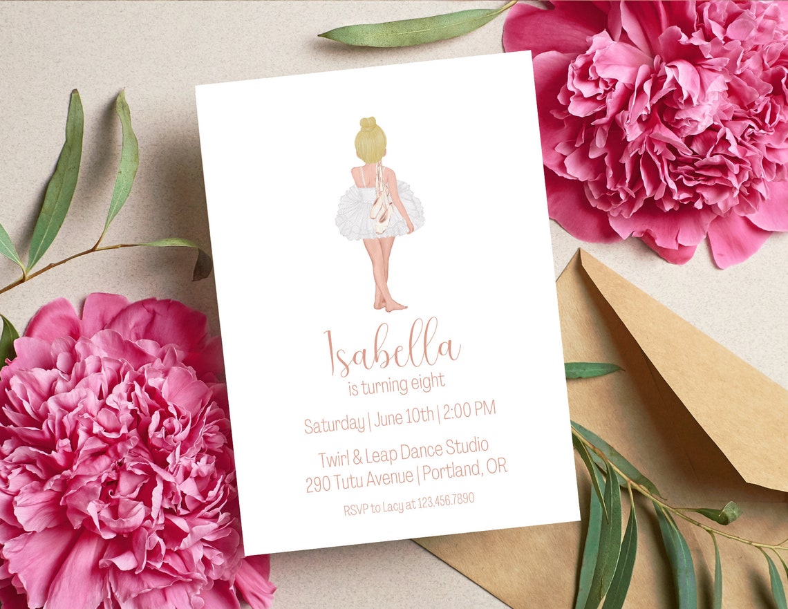 Ballerina Birthday Invitation Ballet Birthday Invitation Dancing ...