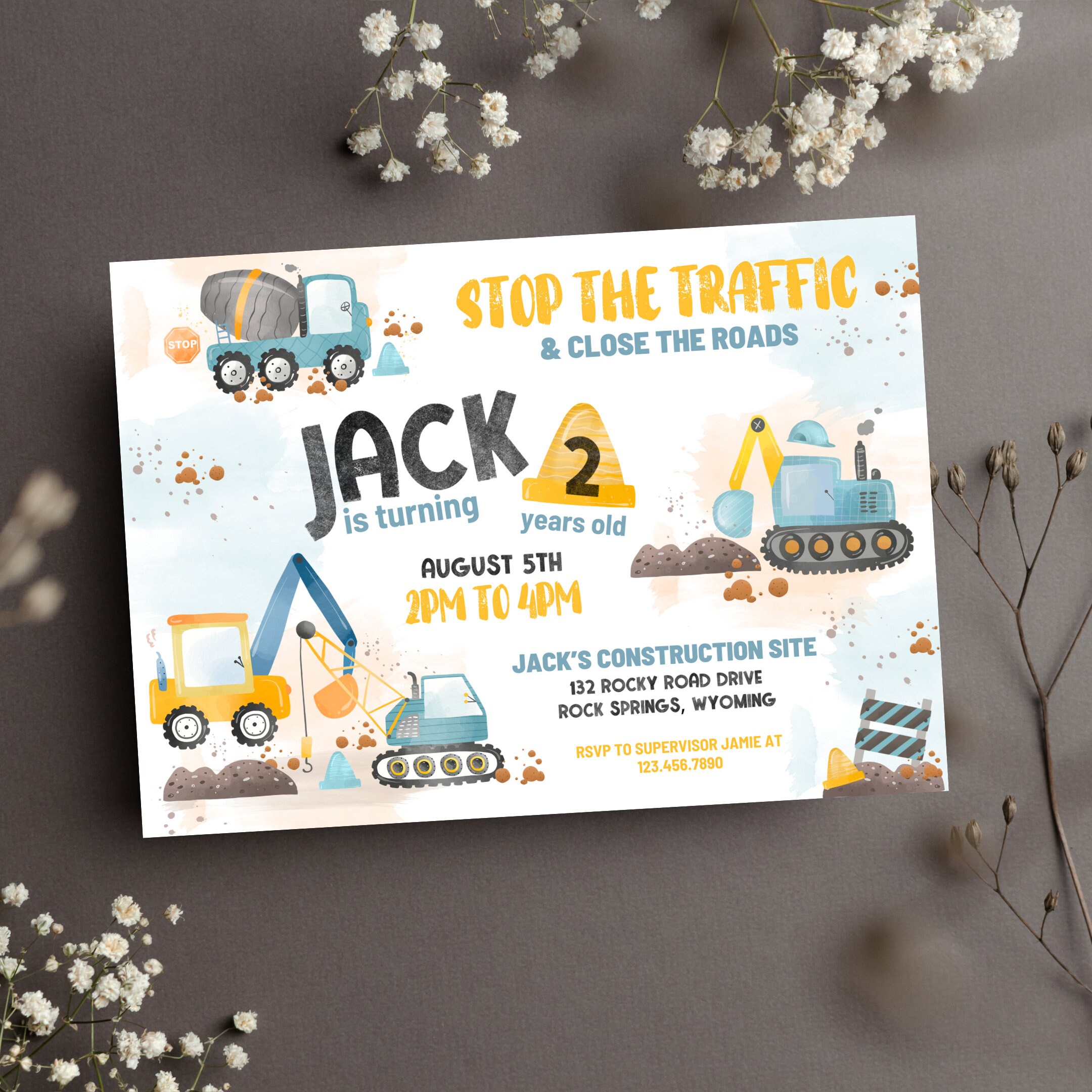Construction Invitation | Construction Birthday Invitations | Dump ...