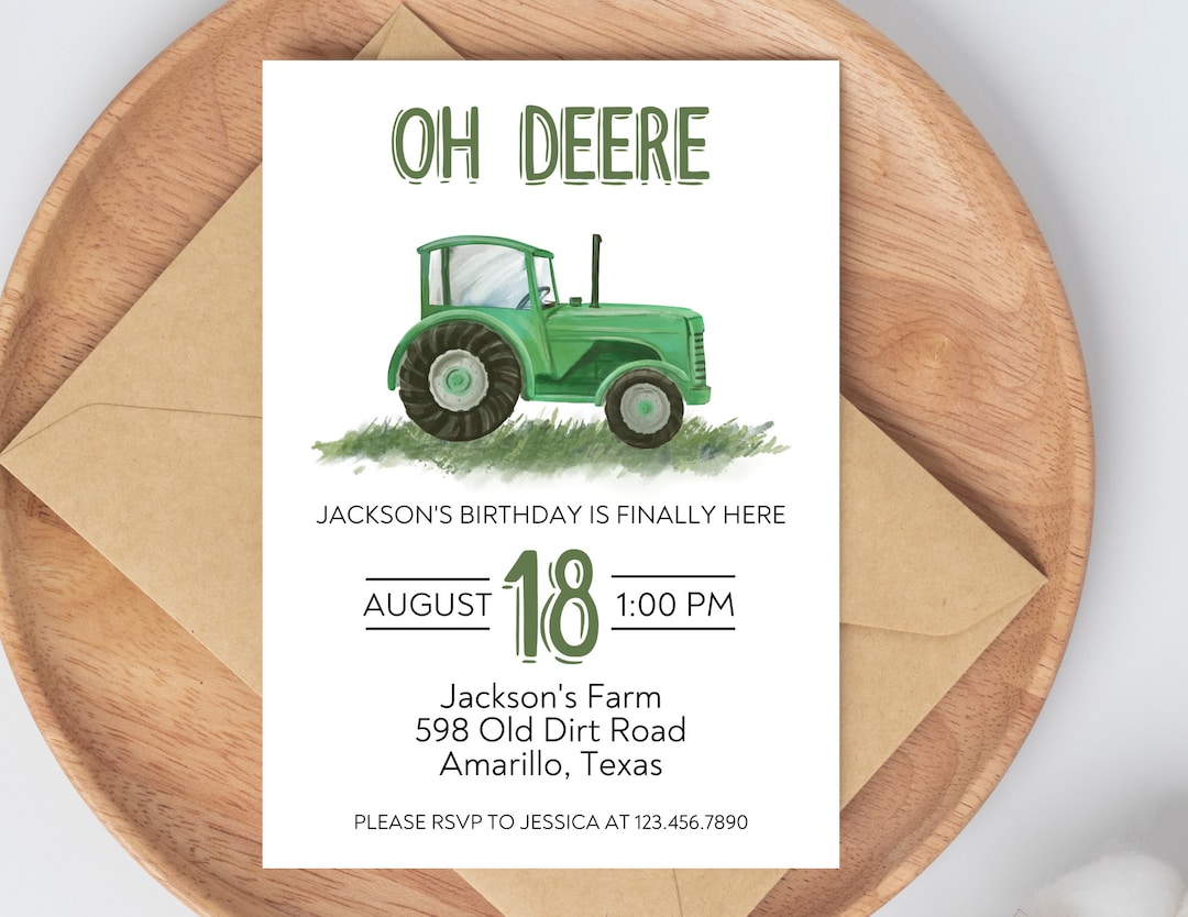 Tractor Birthday Invitation | Tractor Birthday Invitation Template ...