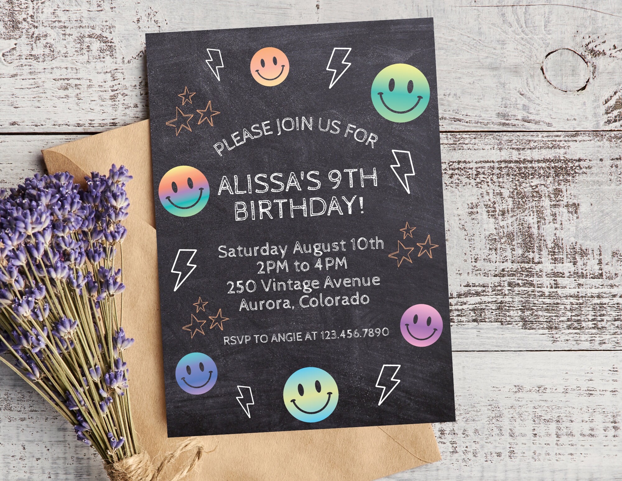 Happy Face Birthday Invitation Smile Invitation Teen Birthday ...