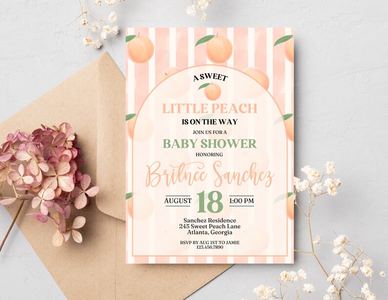 Peach Baby Shower Invitations | A Little Peach is on the Way | Peach ...