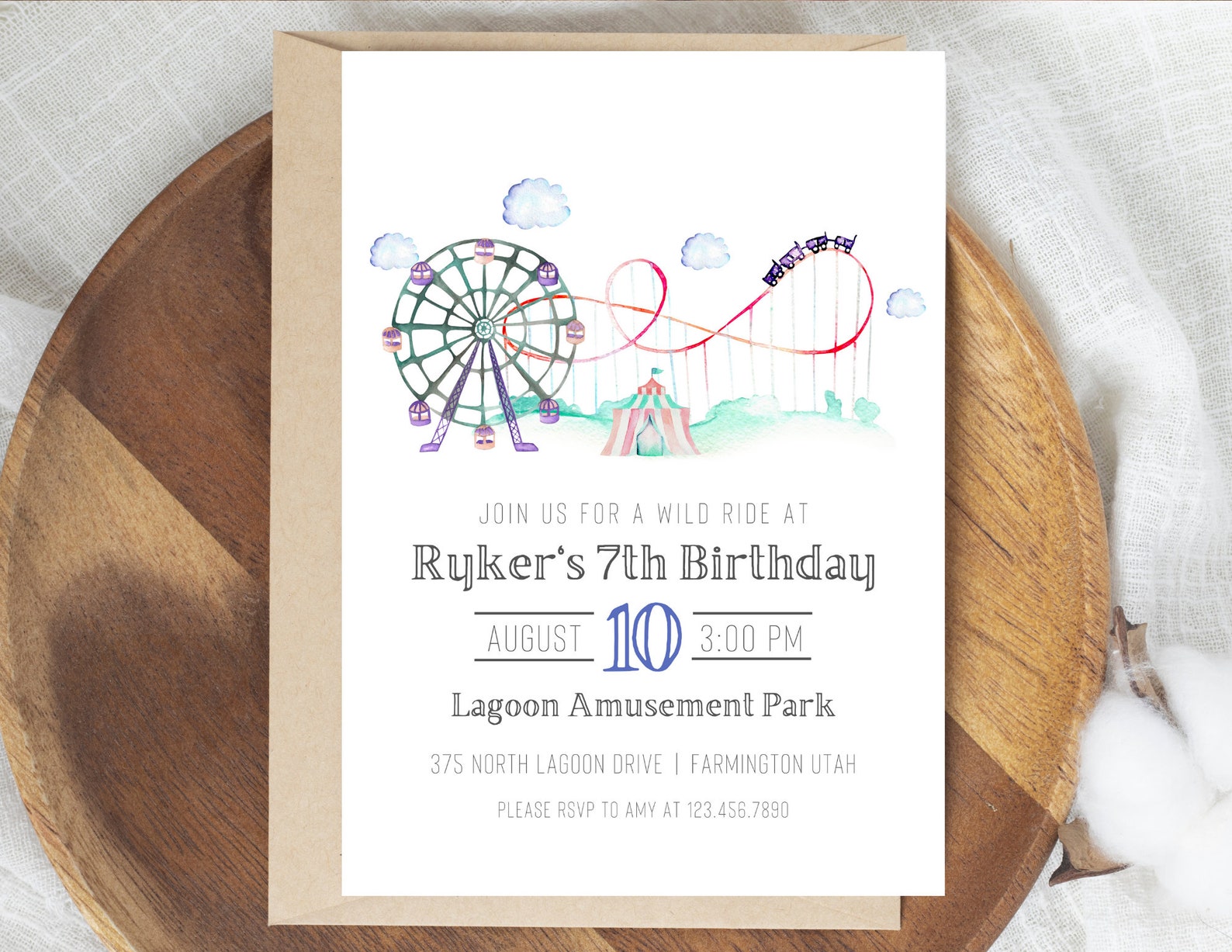 Amusement Park Birthday Amusement Park Invitation Roller Coaster Invite ...