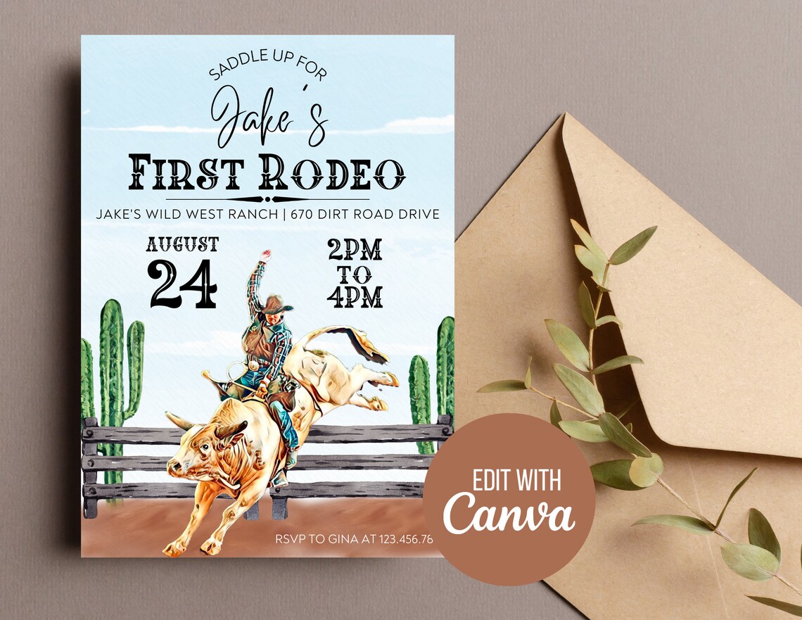 First Rodeo Birthday Invitation Template Boy Rodeo Invite - Etsy