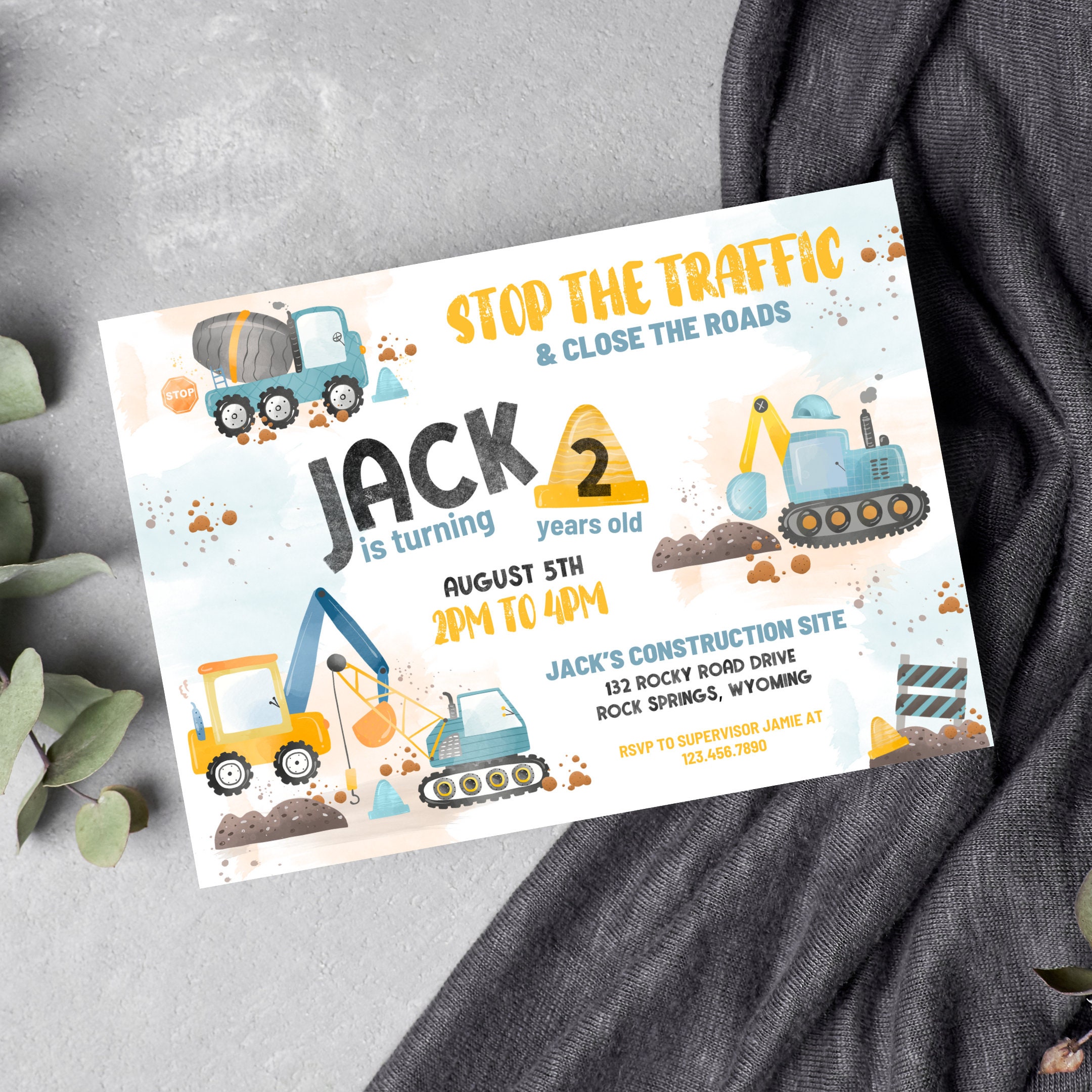 Construction Invitation | Construction Birthday Invitations | Dump ...