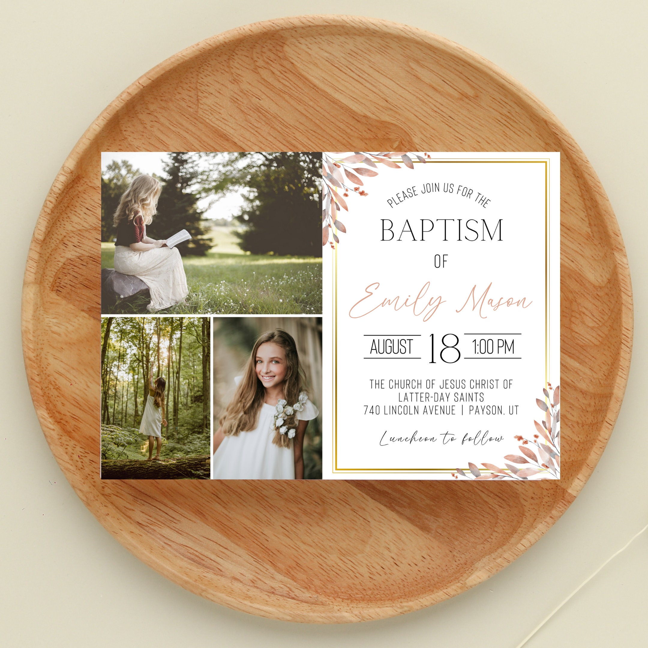 LDS Baptism Invitation | LDS Baptism Invitation Boy | Lds Girl Baptism ...