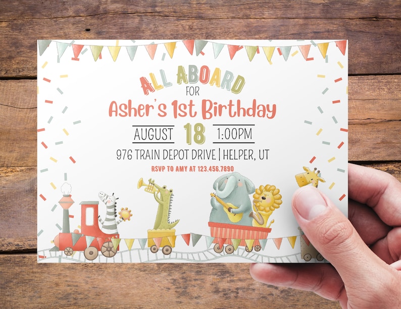 Train Birthday Invitation Train First Birthday Invitation - Etsy