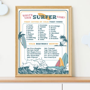 What's Your Surfer Name Printable Game, Surfer Name Party Printable ...