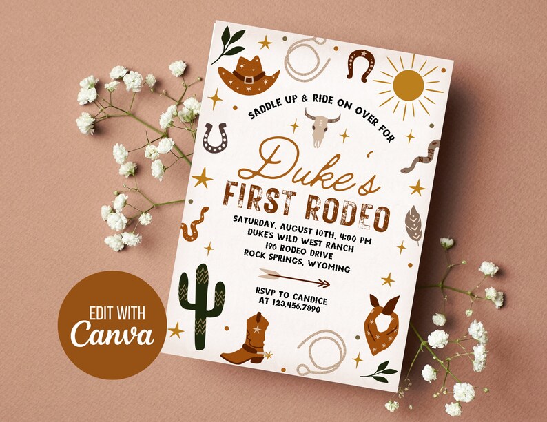 First Rodeo Birthday Invitation Template Boy Rodeo Invite First ...