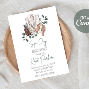 Spa Bridal Shower Invitation | Spa Day Invitation | Spa Shower | Bridal ...