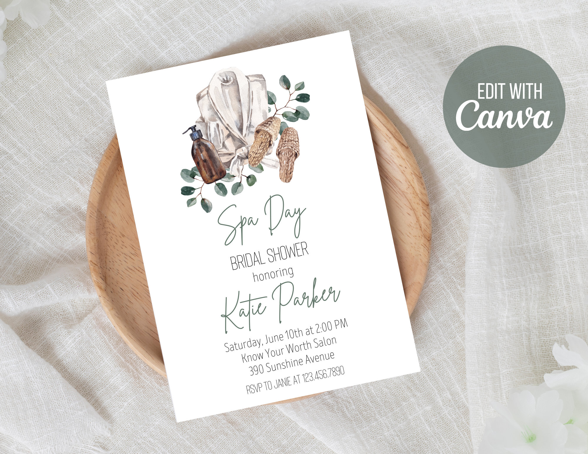 Spa Bridal Shower Invitation Spa Day Invitation Spa Shower Bridal ...