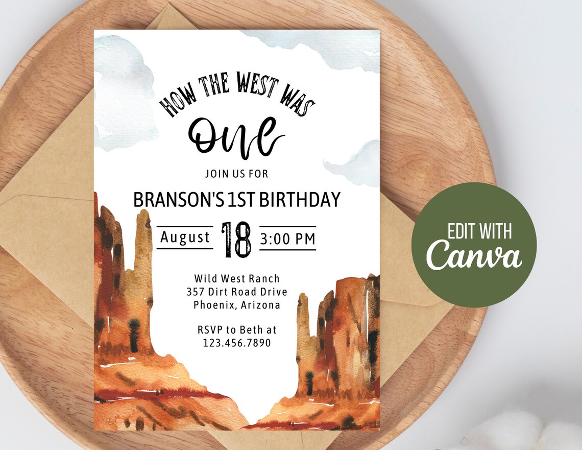 Western First Birthday Invitation Template How the West Was - Etsy