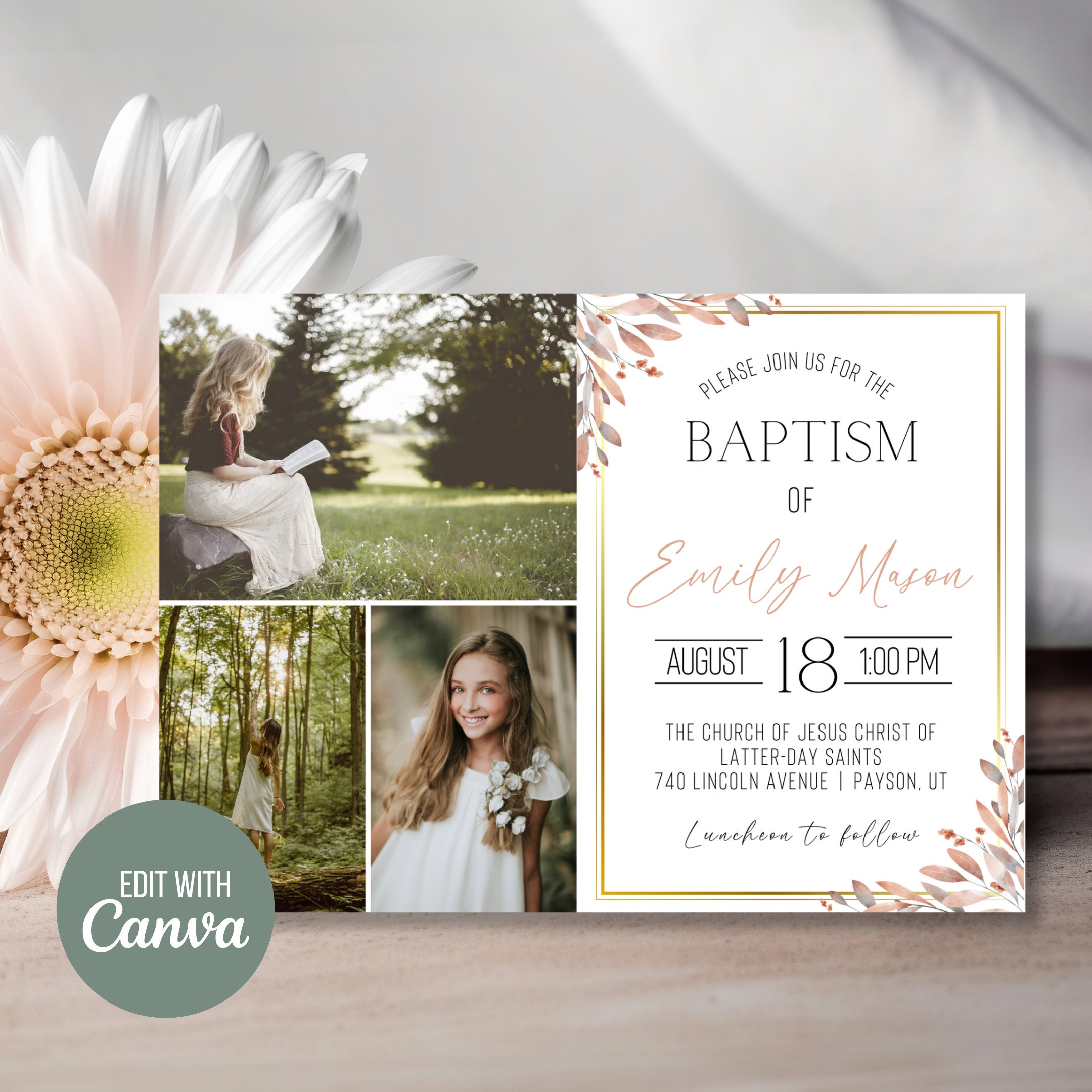 LDS Baptism Invitation LDS Baptism Invitation Boy Lds Girl Baptism ...