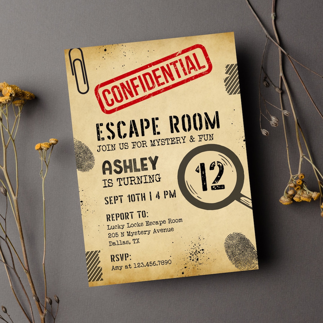 Escape Room Birthday Invitation | Editable Escape Room Invitation | Boy ...