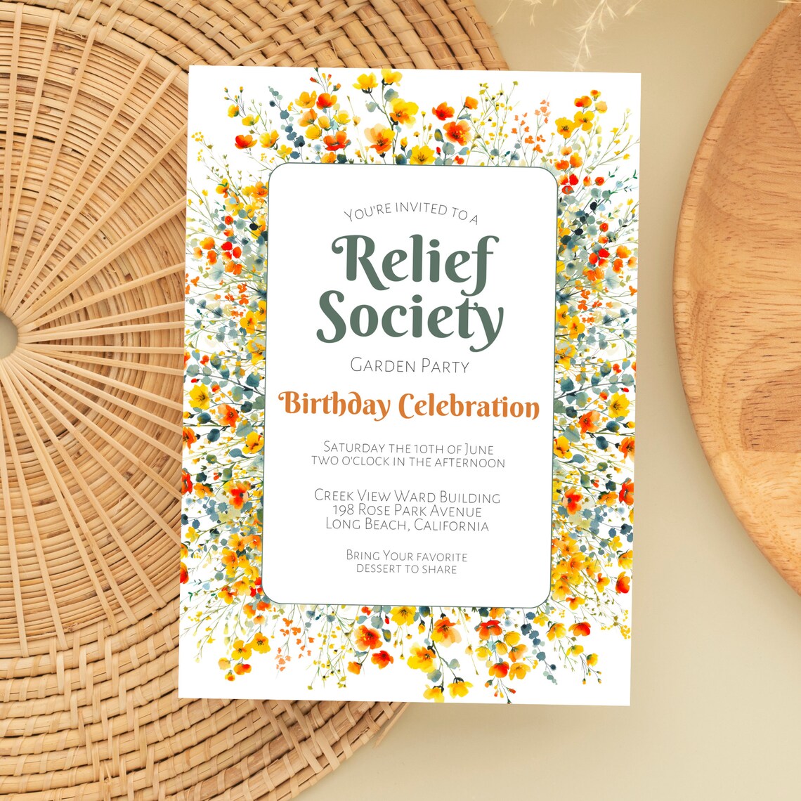 Relief Society Birthday Invitation | Relief Society Dinner Invite ...