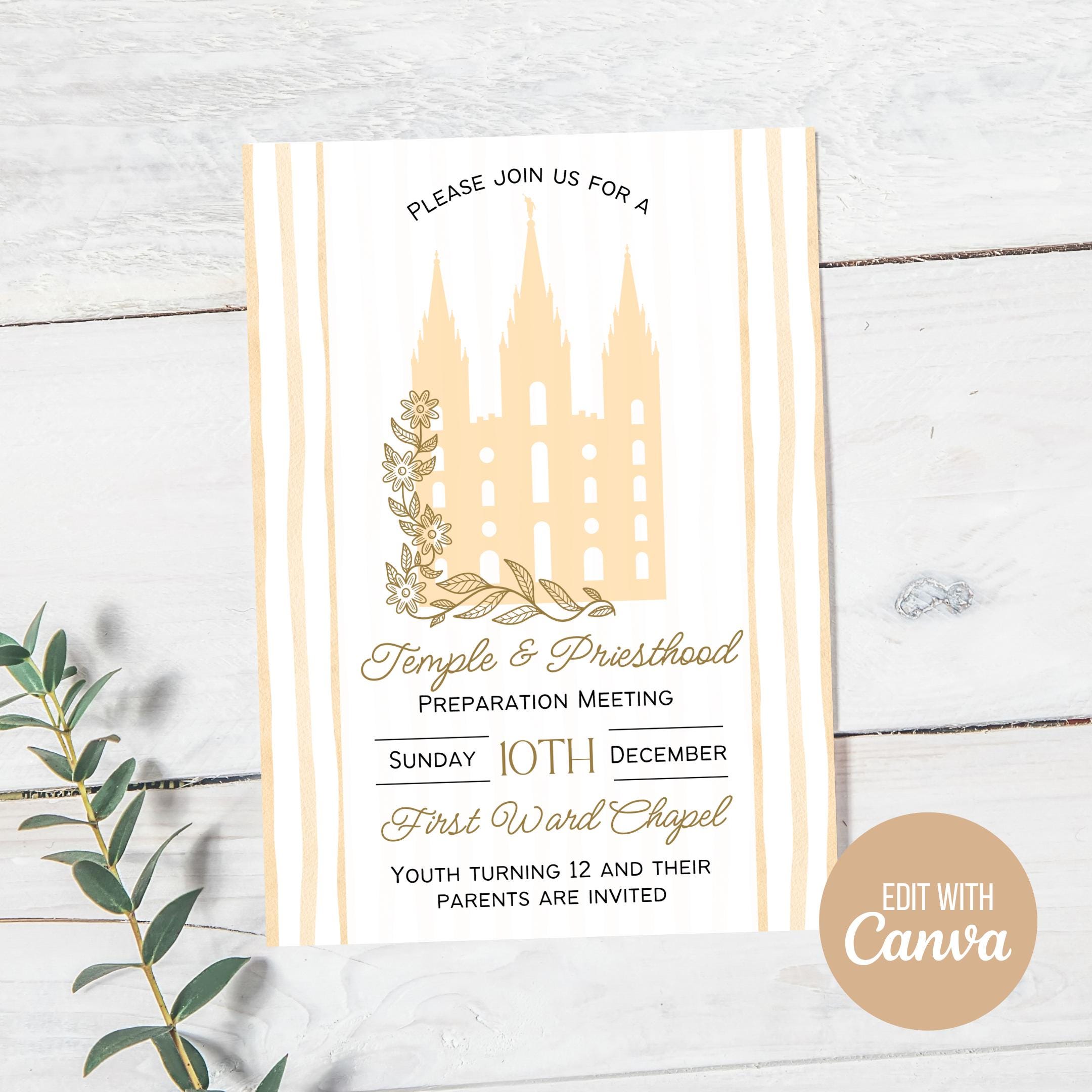 Temple and Priesthood Preview Invitation, LDS Temple and Priesthood ...