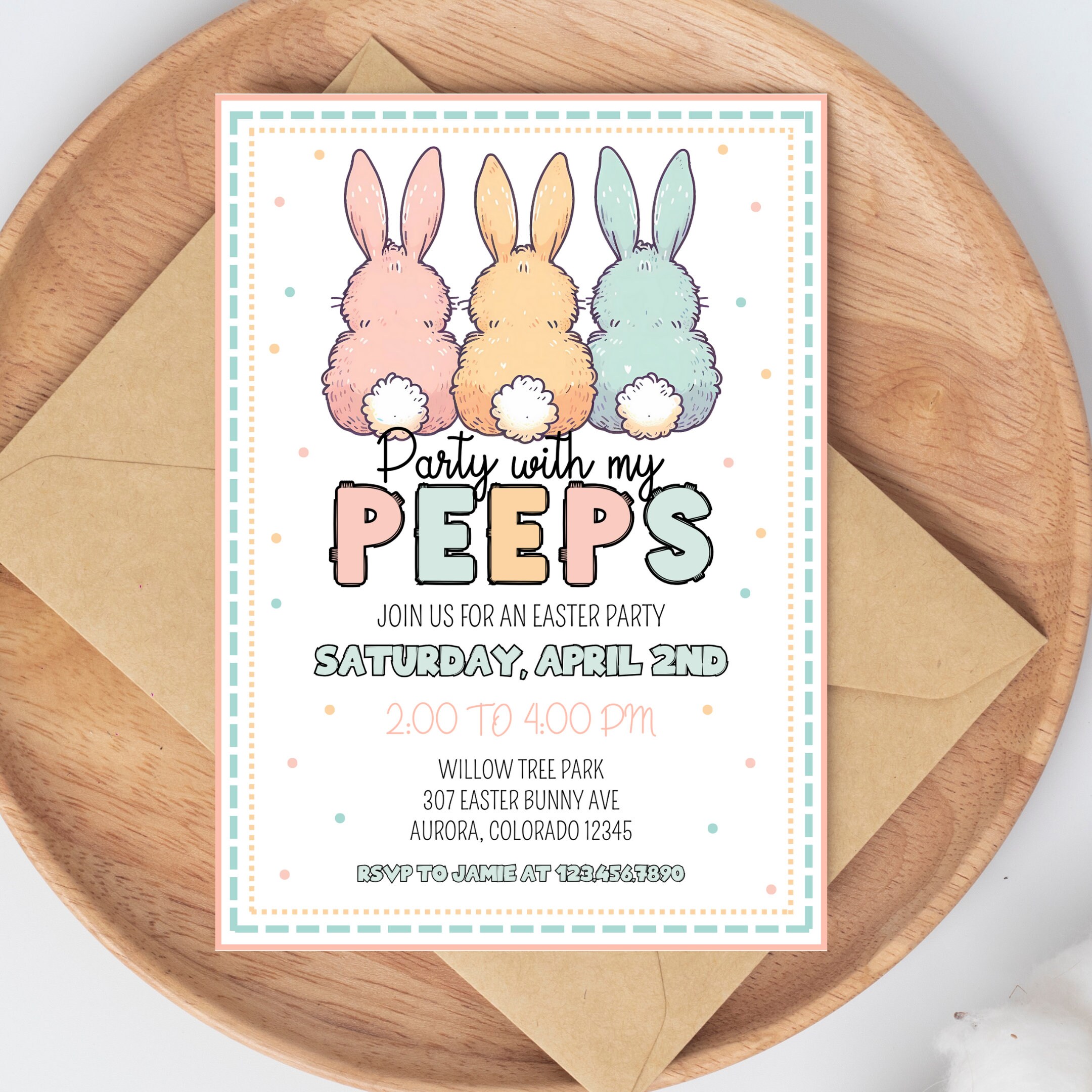 Easter Egg Hunt Invitation | Party With Peeps | Easter Bunny Invite ...