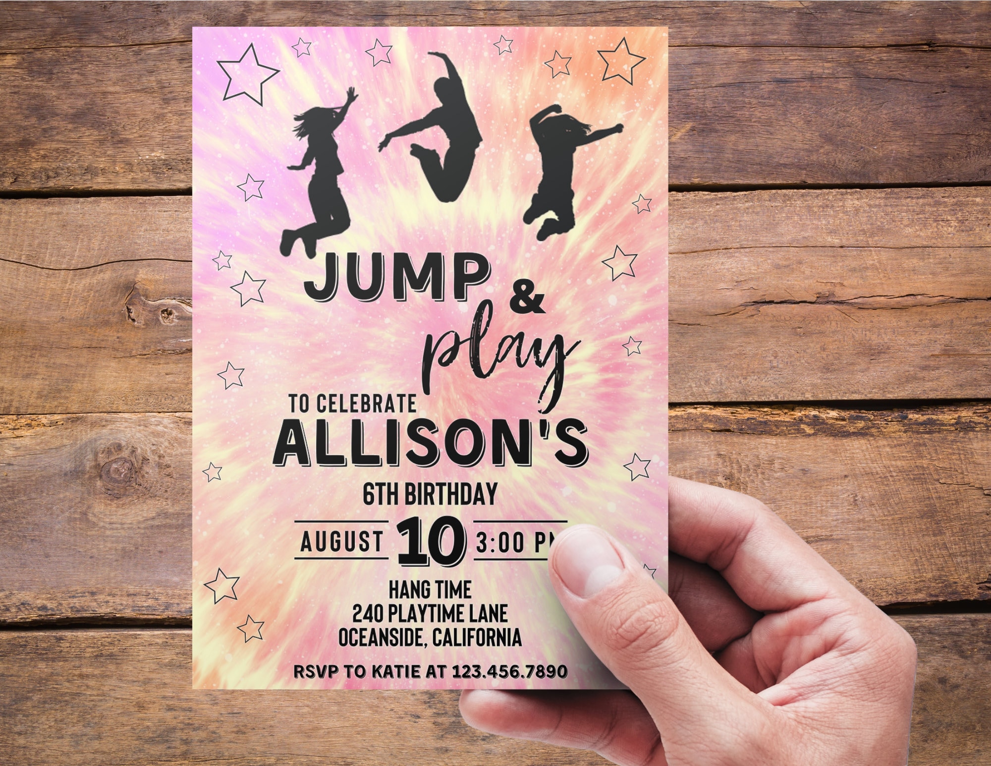 Jump Birthday Invitation | Trampoline Park Birthday Invitation | Tie ...