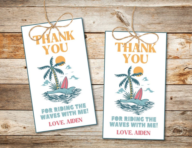 Surf Birthday Party Favor Tag Template, Printable Beach Party Birthday ...
