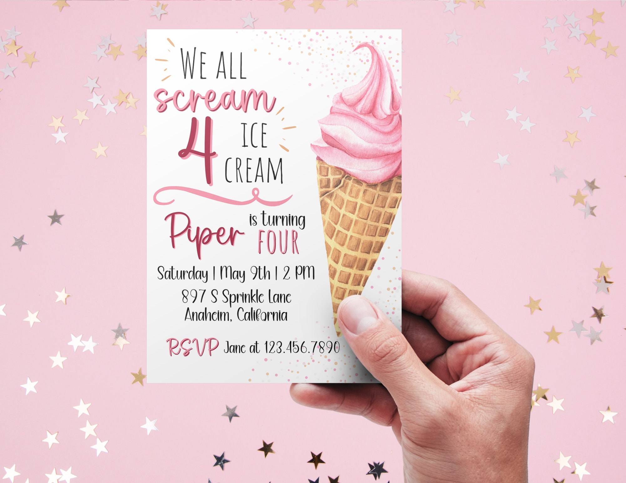 Ice Cream Birthday Invitation | Ice Cream Birthday Party Invitation ...