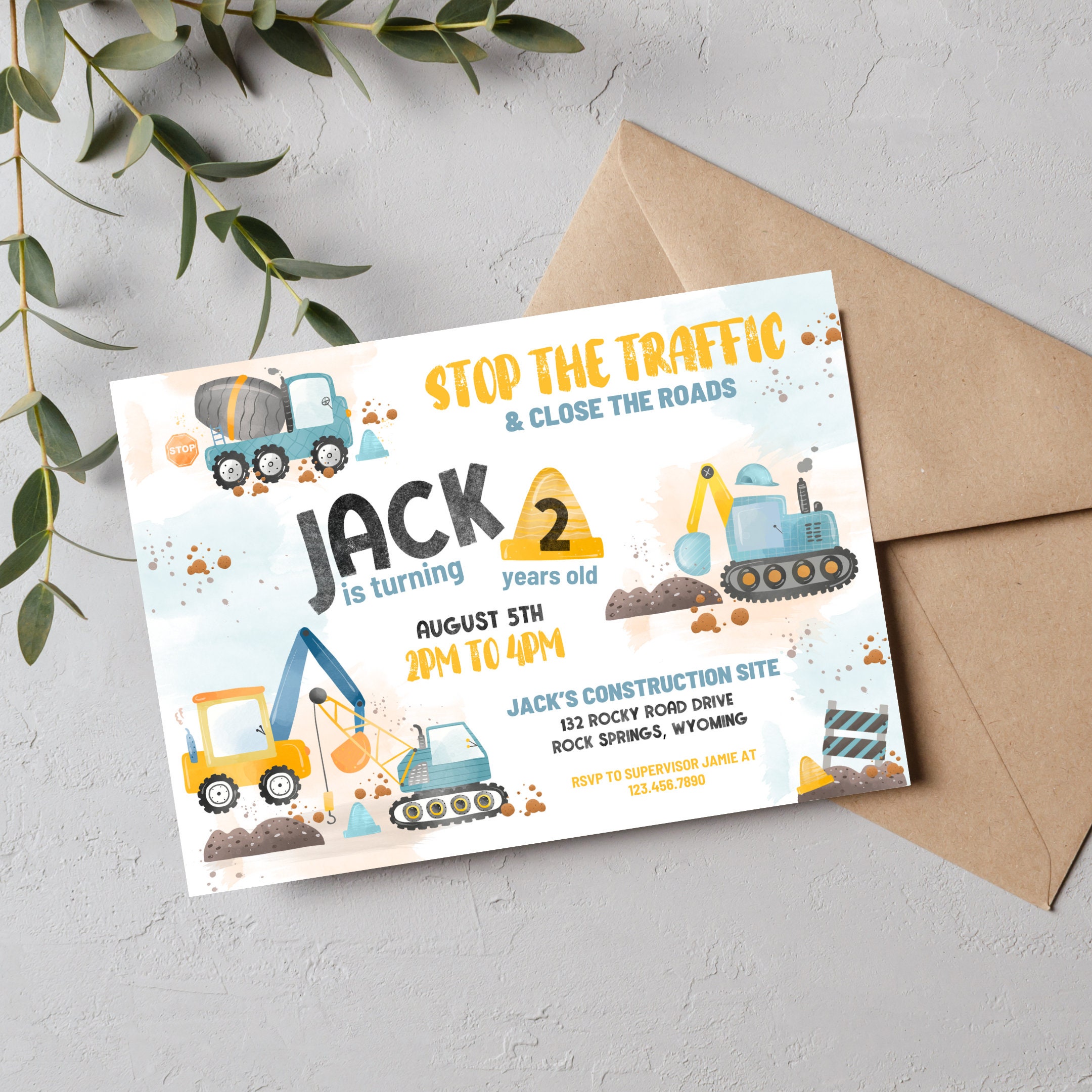 Construction Invitation | Construction Birthday Invitations | Dump ...