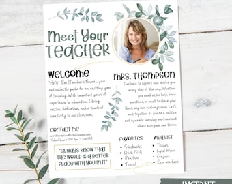 Meet the Teacher Printable | School Night Template | Back to School ...