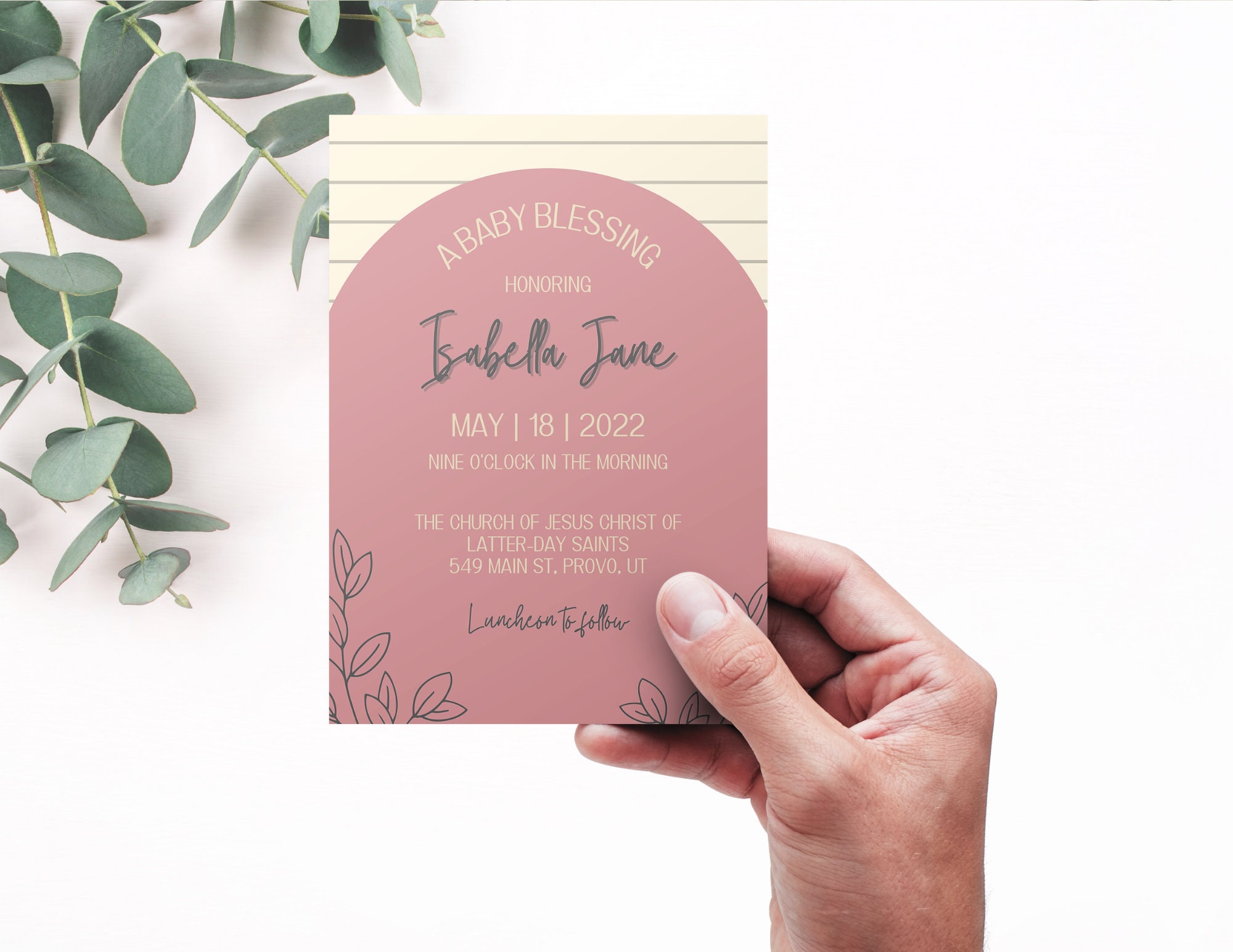 Baby Blessing Invitation Template Baby Blessing Announcement LDS Baby ...