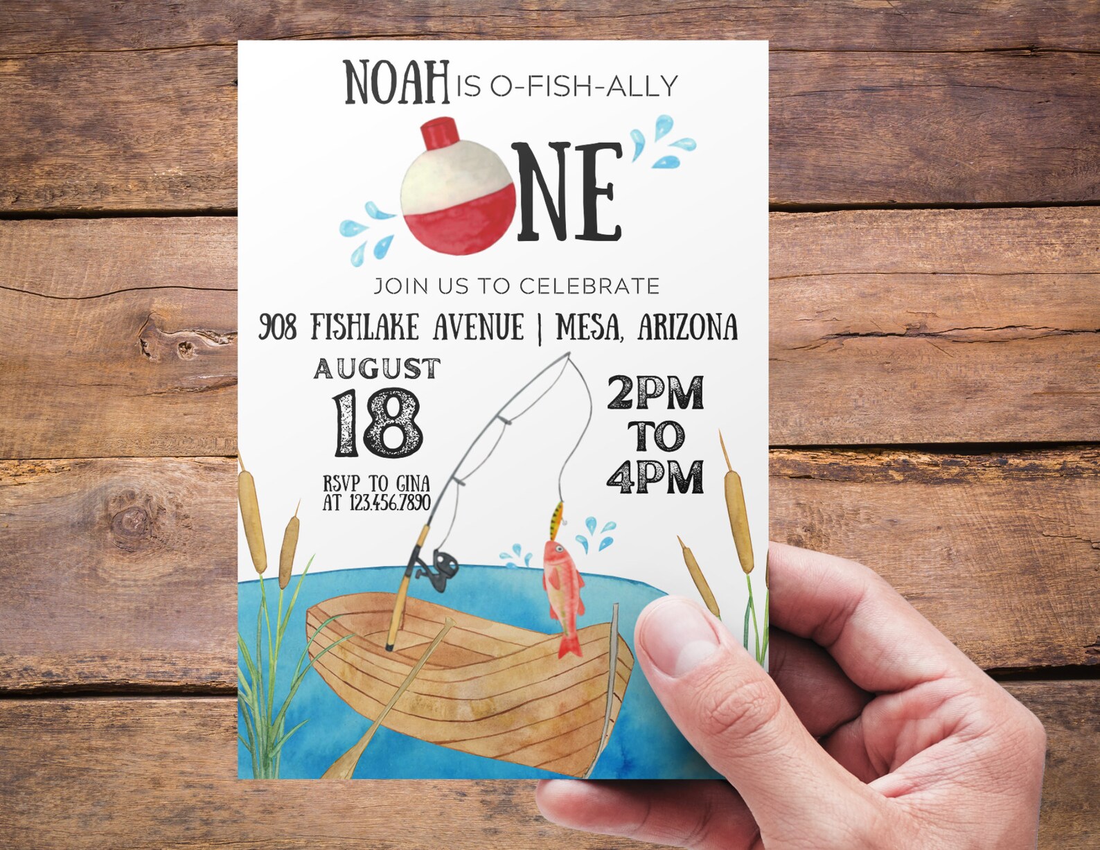 Fishing First Birthday Editable Invitation Ofishally One - Etsy