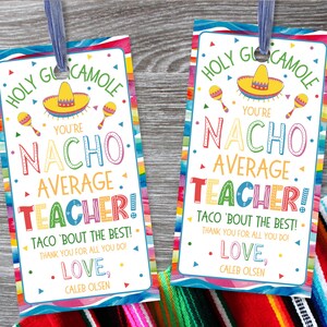 Nacho Average Teacher Gift Tag Template | Printable Mexican Themed ...