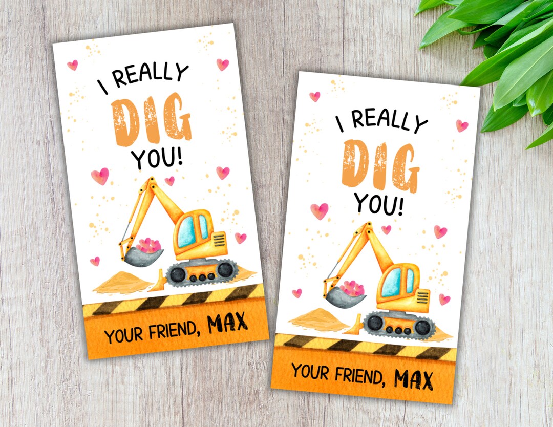 I Really Dig You Favor Tag | Valentine's Day Cards for Kids | Valentine ...