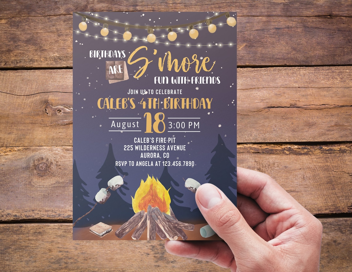 Smores Birthday Invitation | Smores Party Invitation | Camping Party ...
