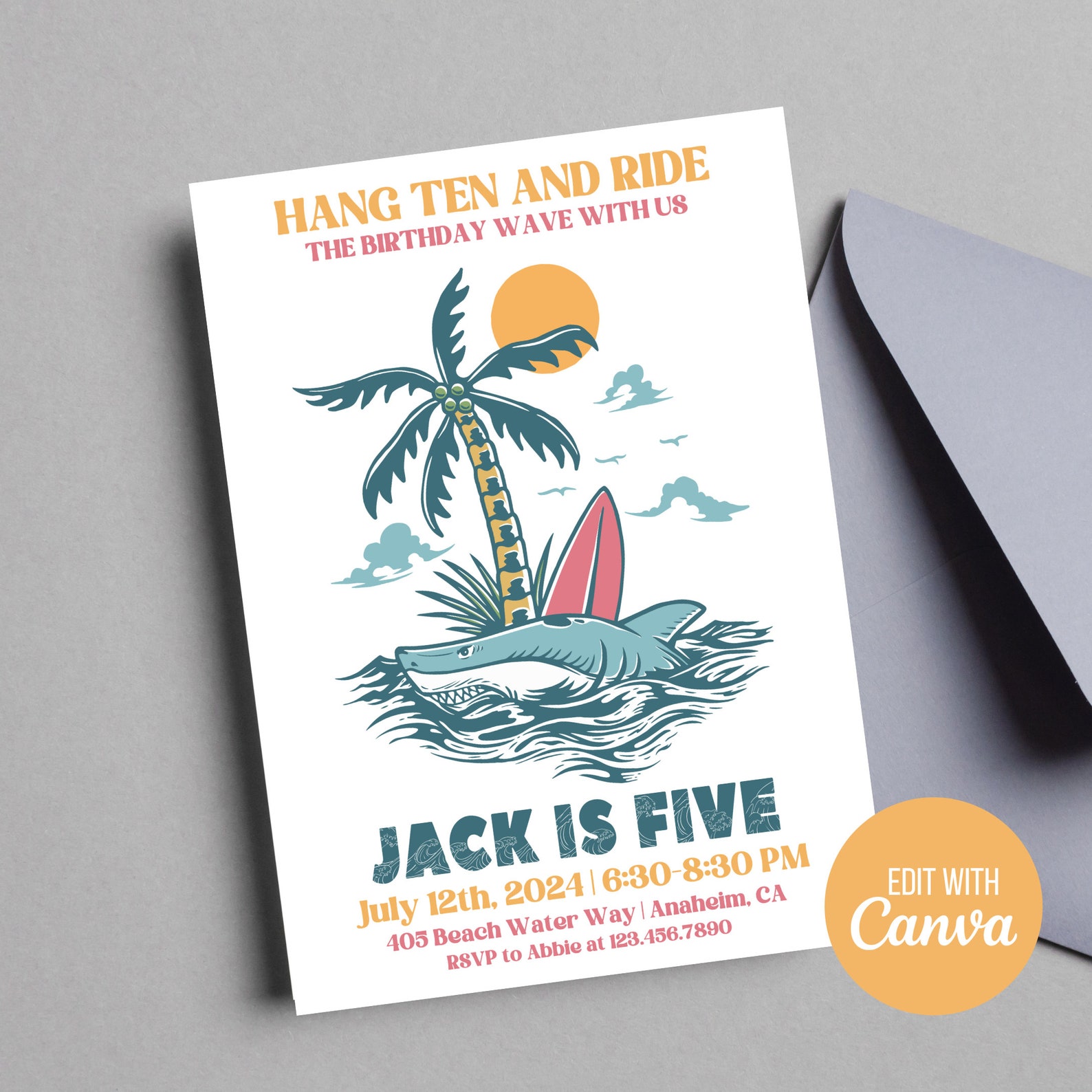 Surfing Birthday Invitation | Surf Birthday Invitation | Beach Party ...