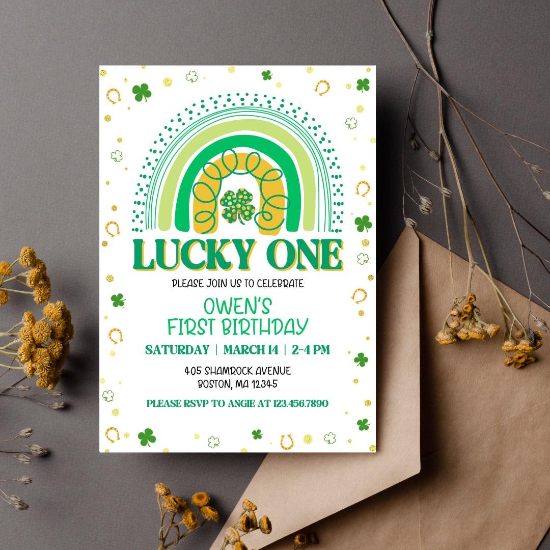 Lucky One Birthday Invitation | St Patrick's Day Invite (canva Template ...