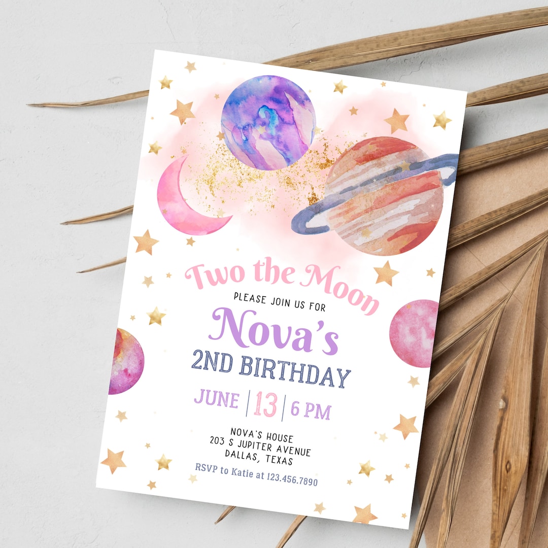 Two the Moon Birthday Party Invitation | Two the Moon Party | Digital ...