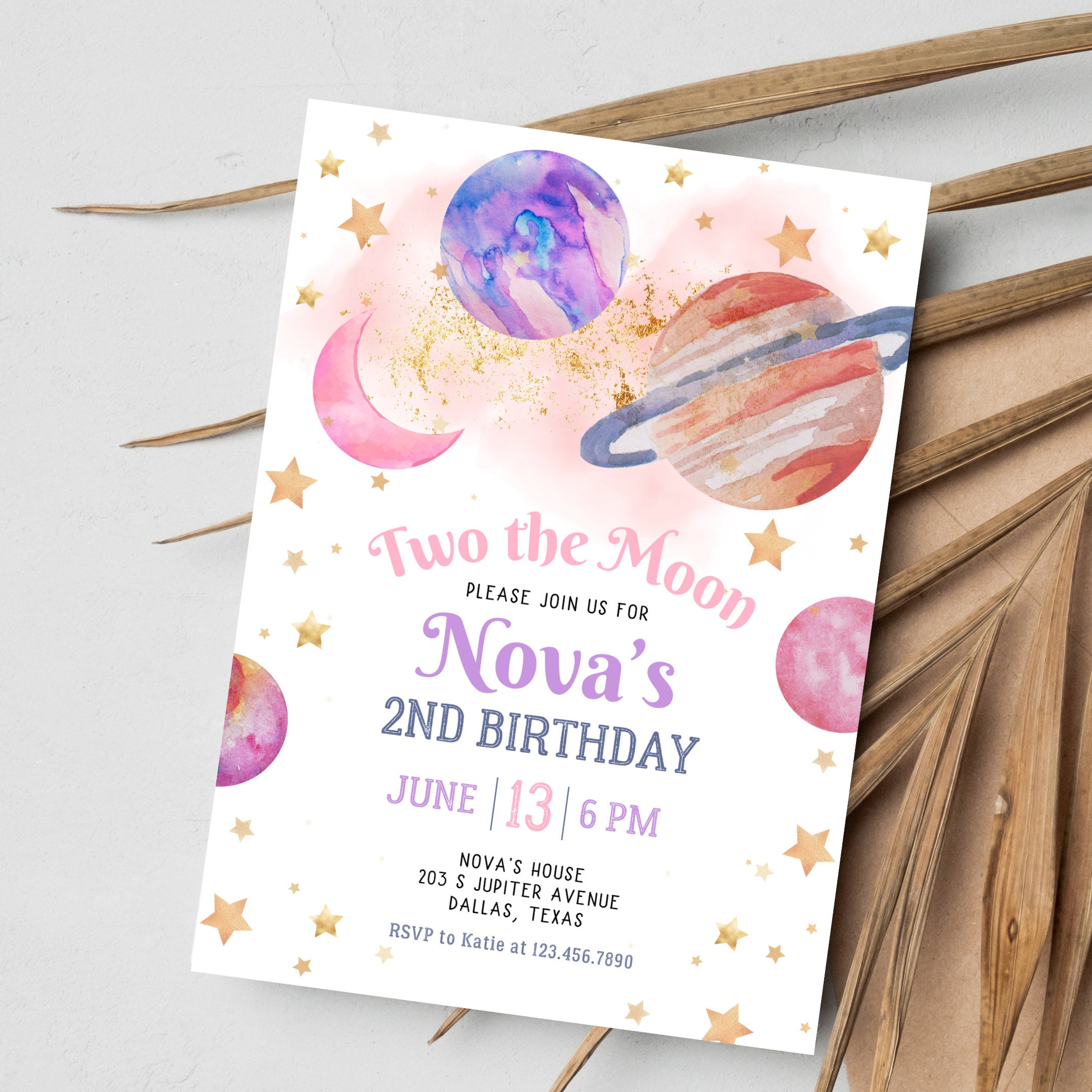 Two the Moon Birthday Party Invitation | Two the Moon Party | Digital ...