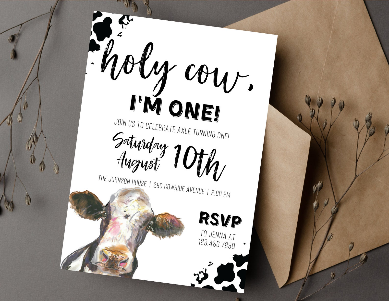 Holy Cow Birthday Invitation First Birthday Invitation - Etsy