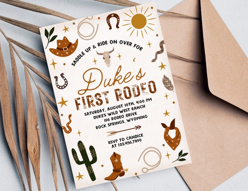 First Rodeo Birthday Invitation Template | Boy Rodeo Invite | First ...
