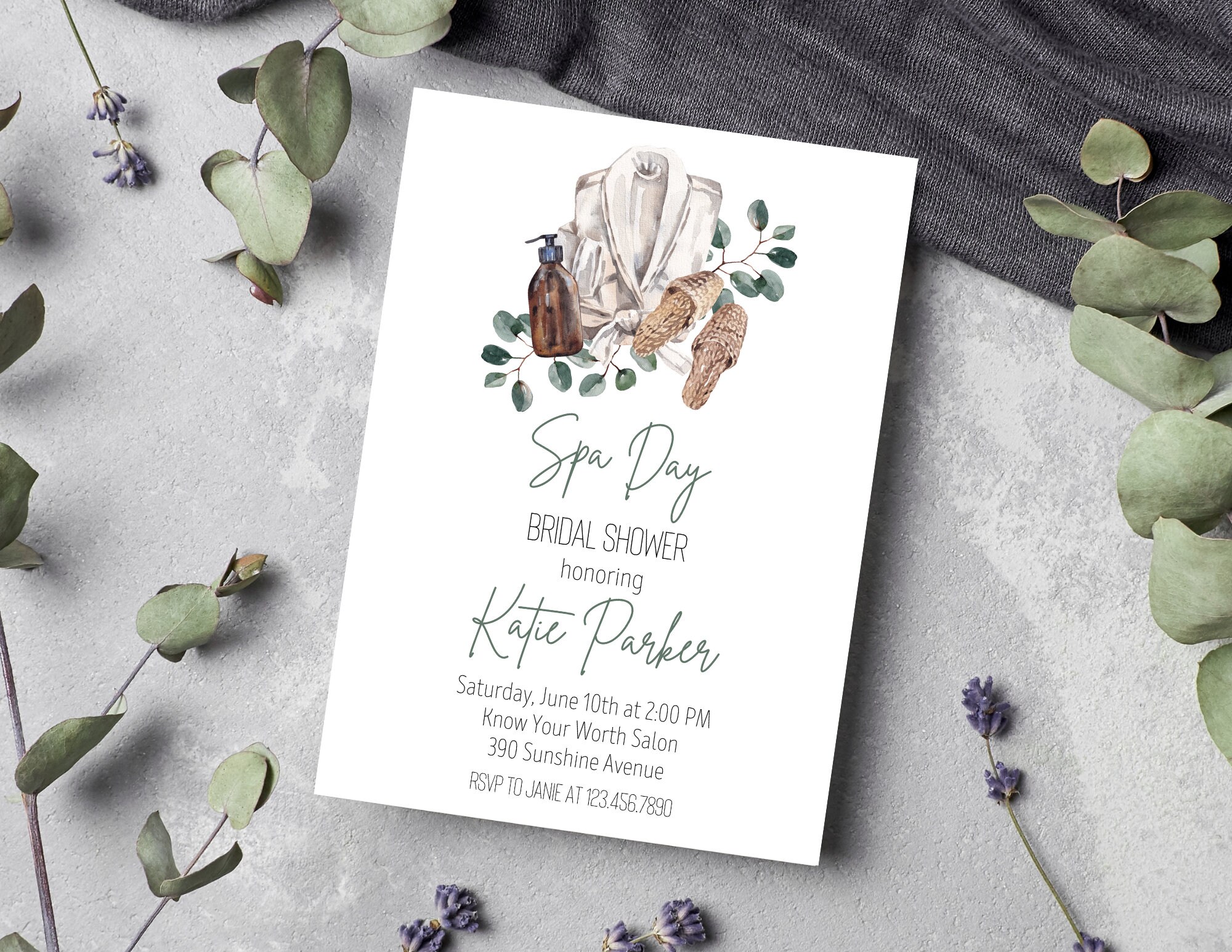 Spa Bridal Shower Invitation Spa Day Invitation Spa Shower Bridal ...