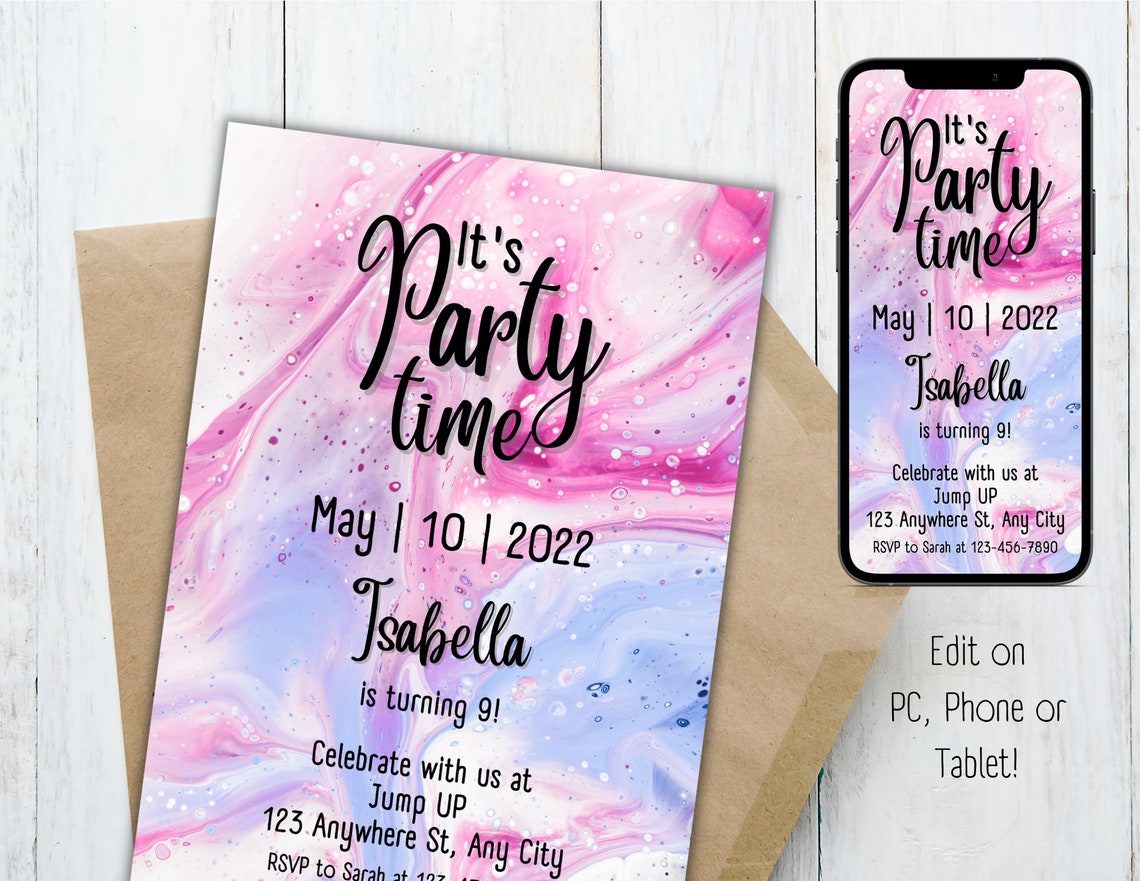 Tie Dye Birthday Template Birthday Party Template Tie Dye | Etsy