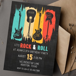 Rock and Roll Birthday Invitation | Rock and Roll Birthday | Guitar ...