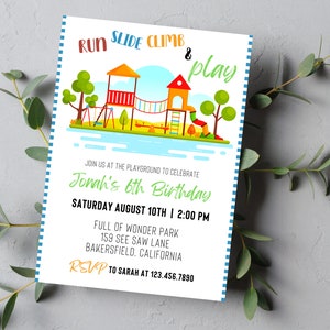 Playground Birthday Invitation | Park Party Invitation | Outdoor Party ...