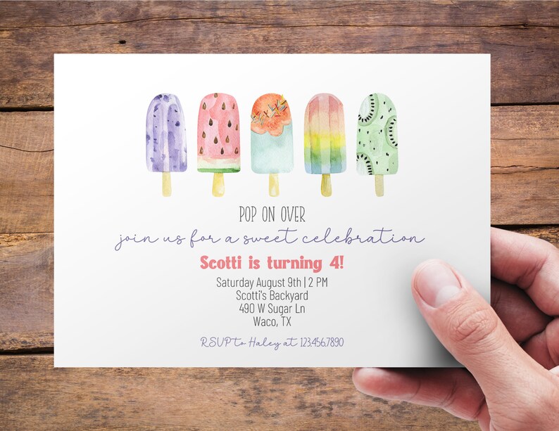 Popsicle Birthday Invitation | Popsicle Birthday Invite | Pop on Over ...