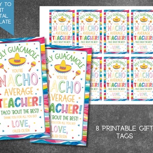Nacho Average Teacher Gift Tag Template | Printable Mexican Themed ...