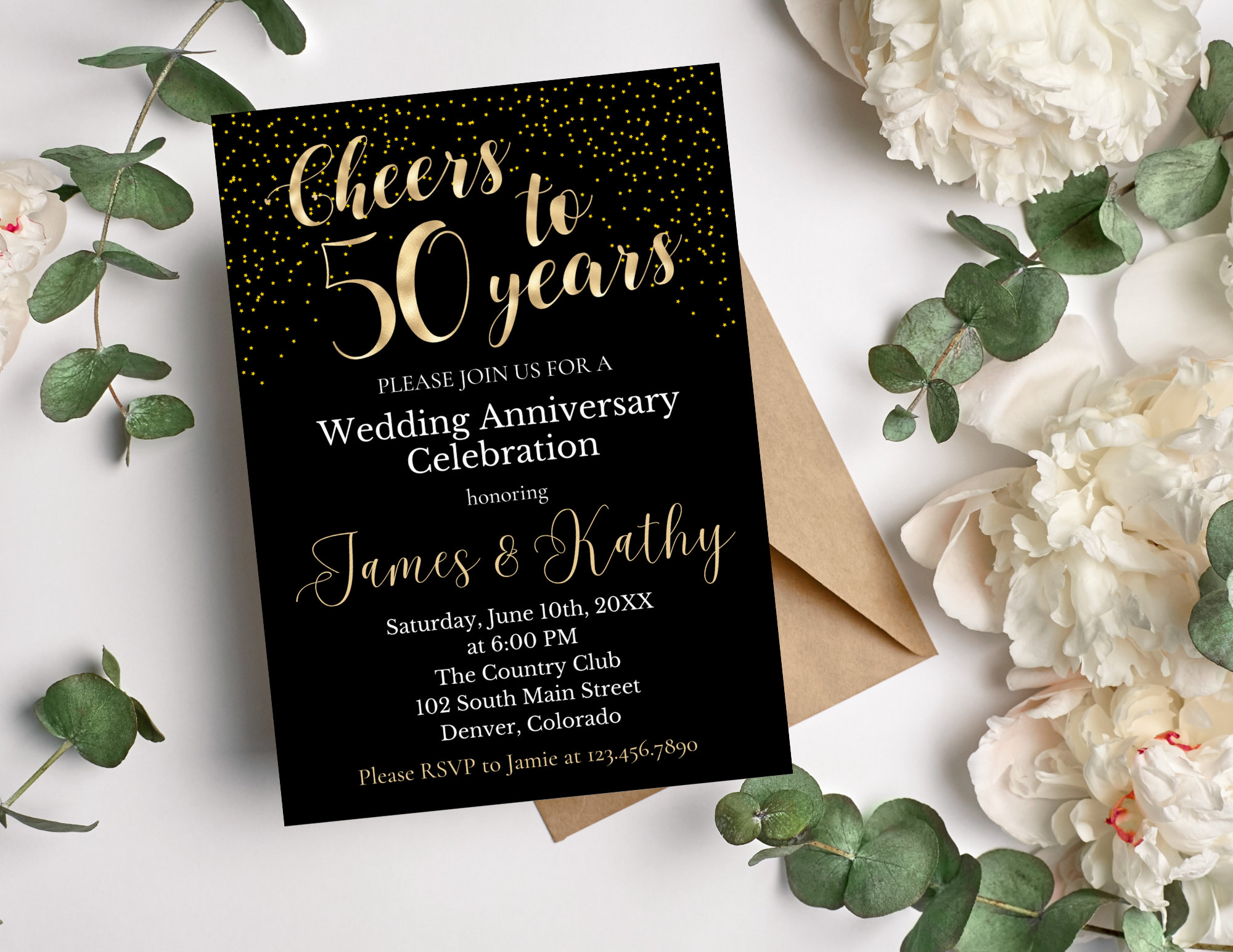 Then Now 50th Wedding Anniversary Invitations Templates