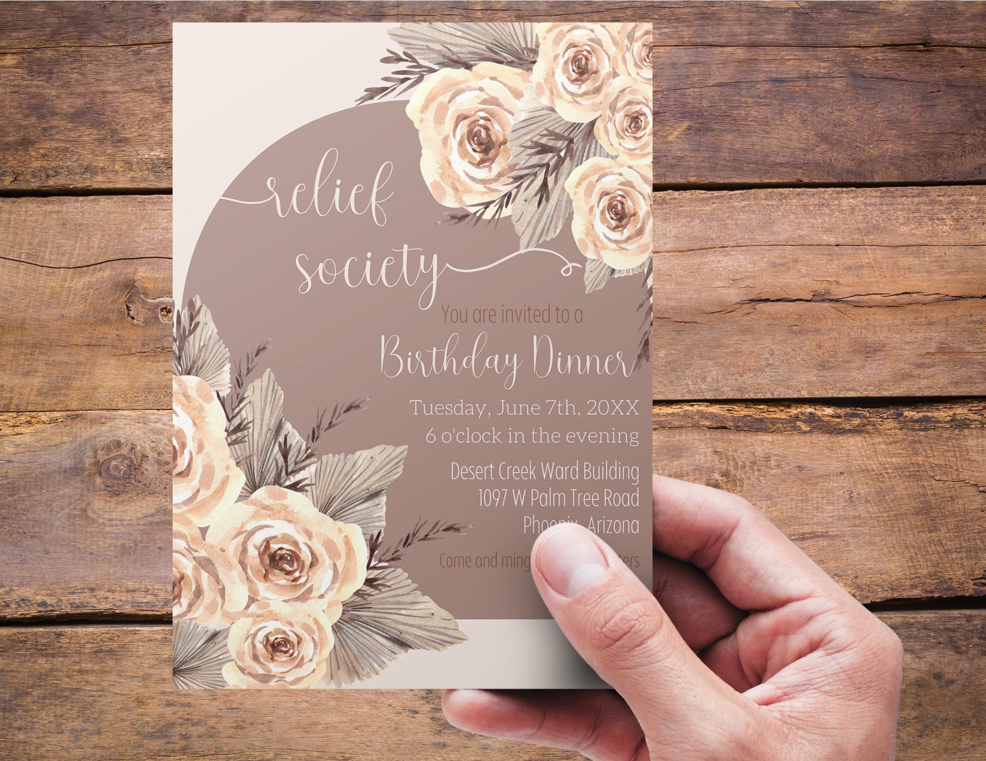 Relief Society Birthday Invitation Relief Society Dinner Invite Boho ...
