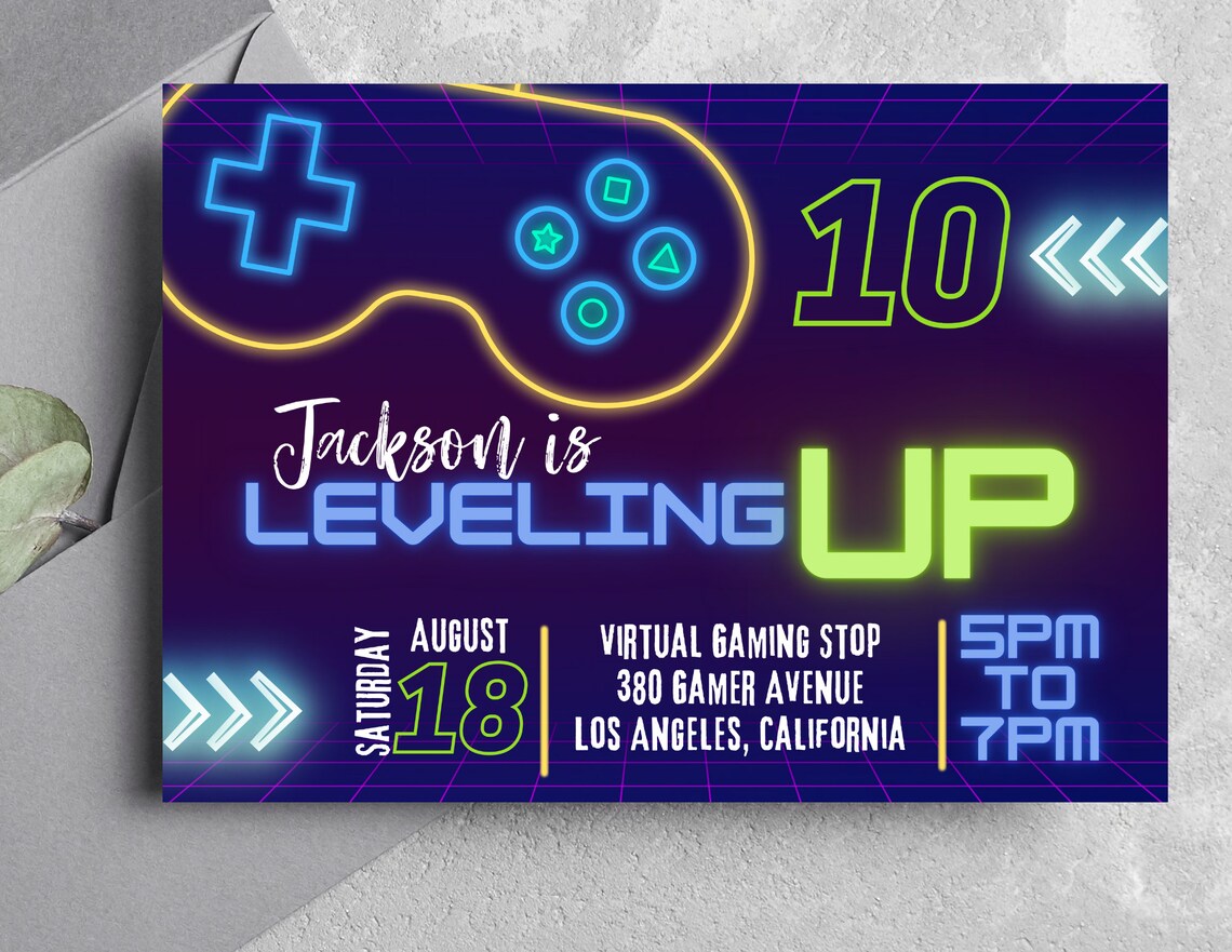 Gamer Birthday Invitation | Video Game Invitation | Gaming Party Invite ...