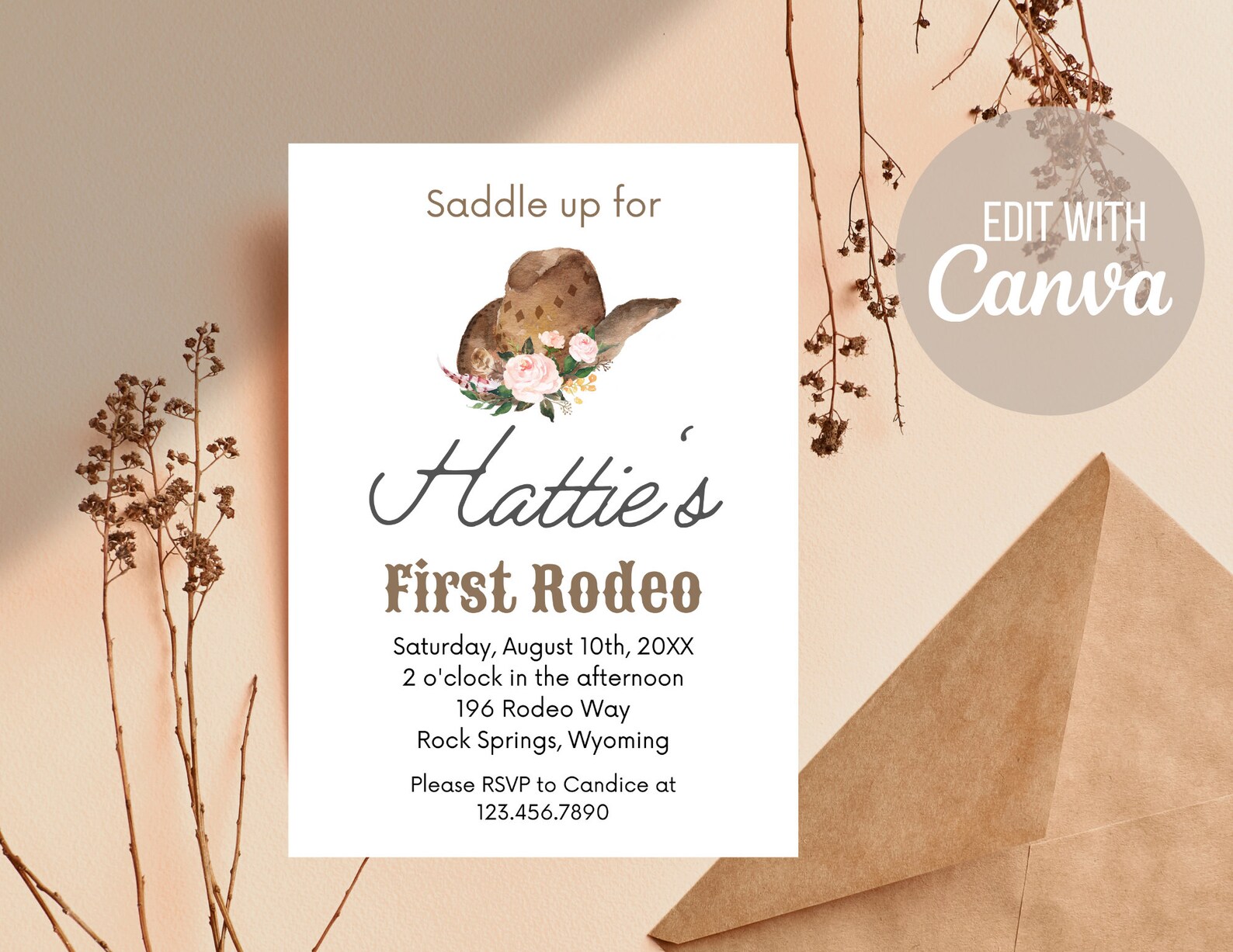 First Rodeo Birthday Invitation Girl First Rodeo 1st Birthday ...