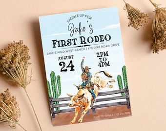 First Rodeo Birthday Invitation Template Boy Rodeo Invite First ...